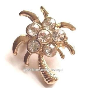 Jewelry | Gold Crystal Coconut Palm Tree Pin Brooch Island | Poshmark
